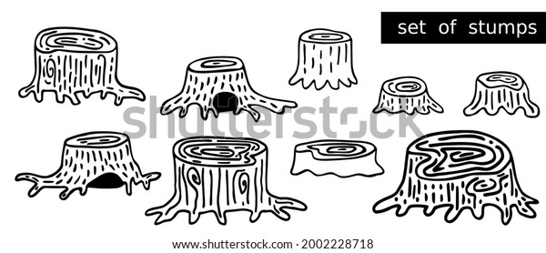 Big Set Doodles Old Stumps Thick Stock Vector (Royalty Free) 2002228718 ...