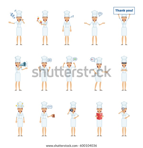 Big Set Female Cook Characters Showing Stock Vector (Royalty Free ...