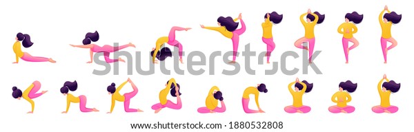 Big Set Girls Different Poses During Stock Vector (Royalty Free ...