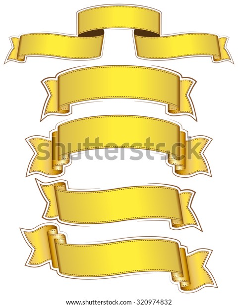 Big Set Gold Ribbon On White Stock Vector (Royalty Free) 320974832 ...