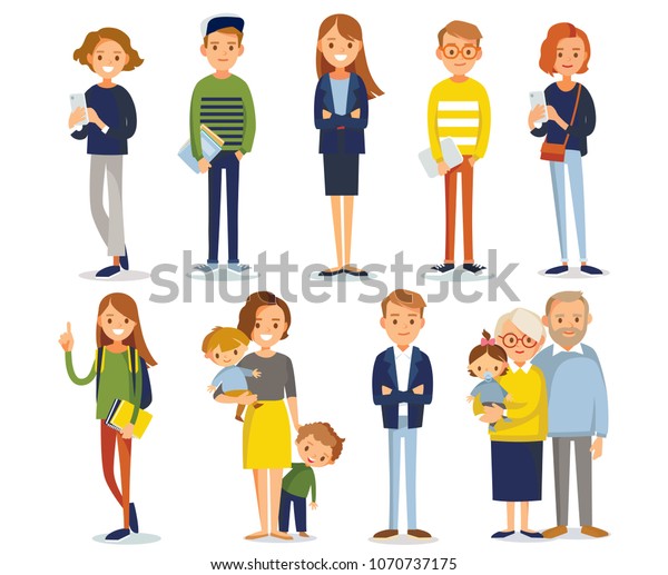 Big Set Group Diverse Flat Cartoon Stock Vector (Royalty Free ...