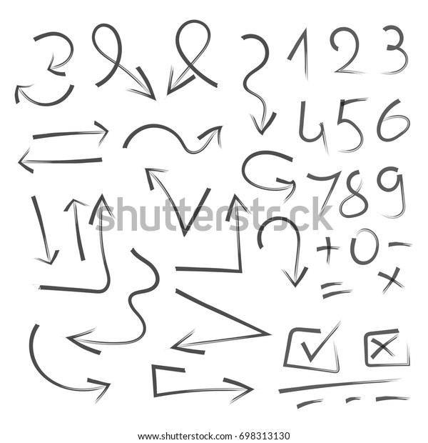 Big Set Hand Drawn Numbers Arrows Stock Vector (Royalty Free) 698313130 ...