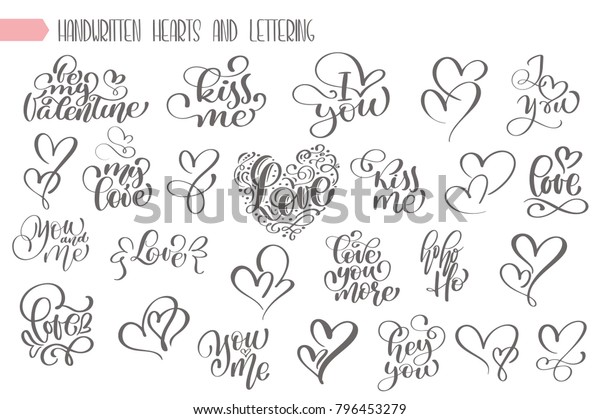 Big Set Hand Written Lettering About Stock Vector (Royalty Free ...