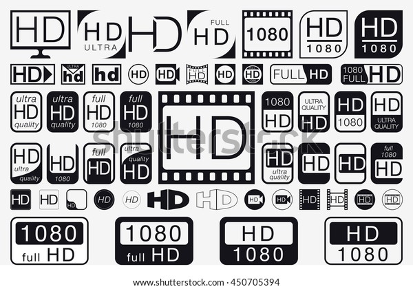 Big Set Hd Icons Hd Labels Stock Vector (Royalty Free) 450705394 ...
