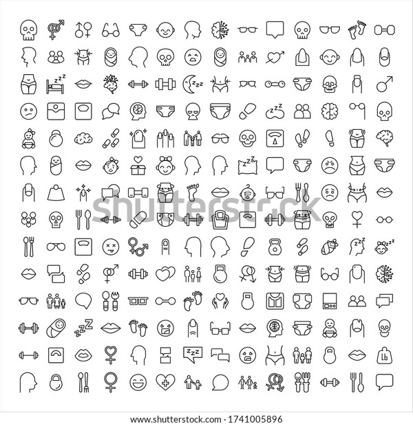 Big Set Human Line Icons Vector Stock Vector (Royalty Free) 1741005896 ...