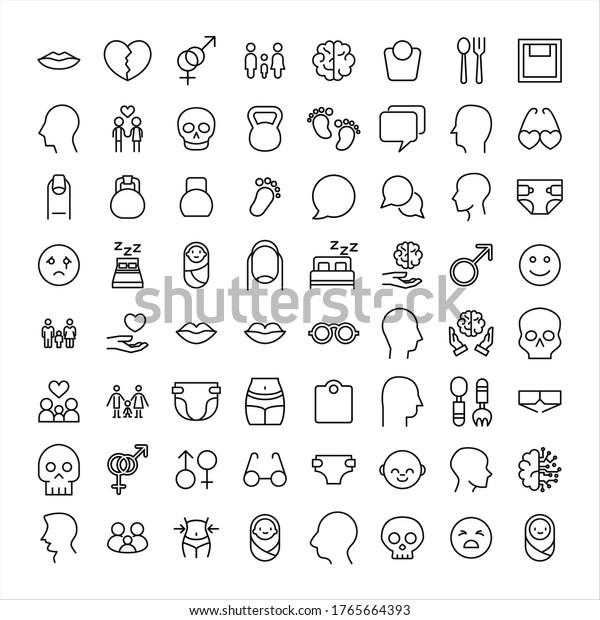 Big Set Human Line Icons Vector Stock Vector (Royalty Free) 1765664393 ...