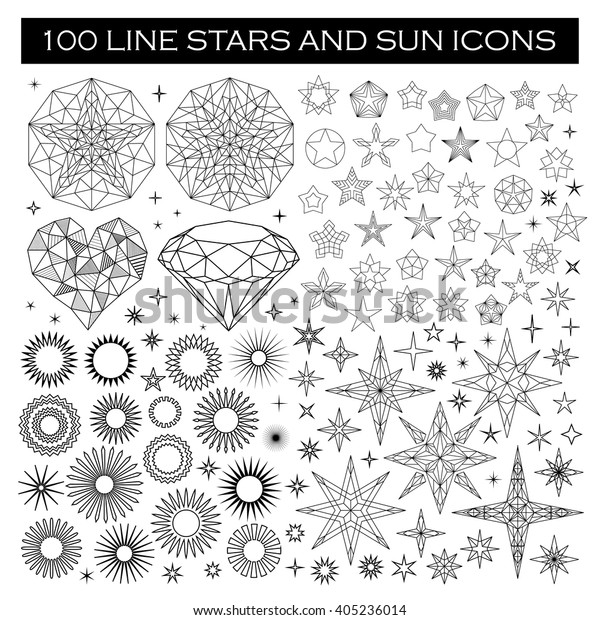 Gran conjunto de estrellas de línea,: vector de stock (libre de ...