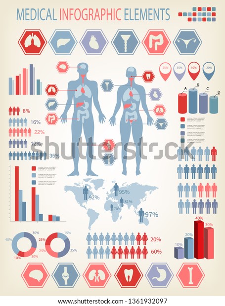 Big Set Medical Infographics Elements Human Stock Vector (Royalty Free ...