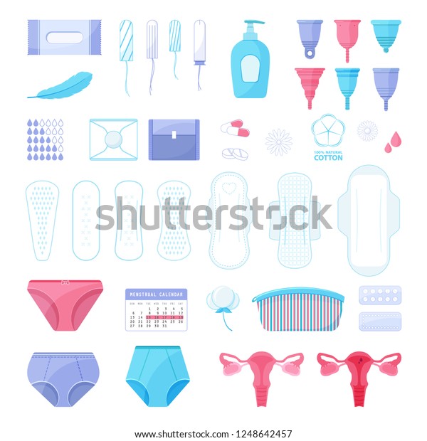 Big Set Menstruation Theme Different Sanitary Stock Vector (Royalty ...