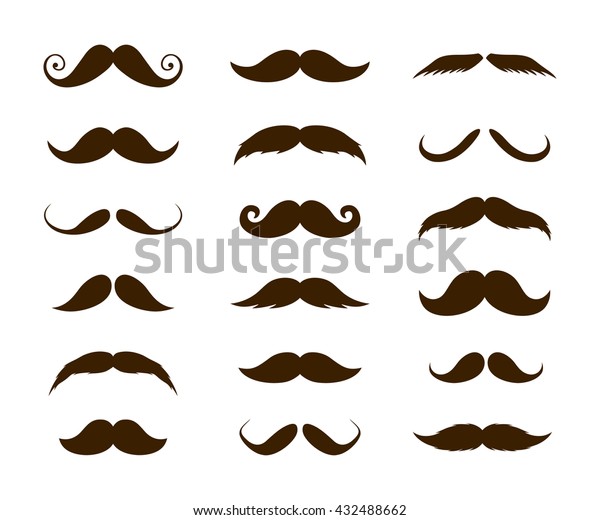 Gran conjunto de siluetas de bigotes.: vector de stock (libre de ...