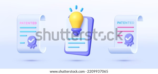 Big Set Patented Patent Document 3d Stock Vector (Royalty Free ...