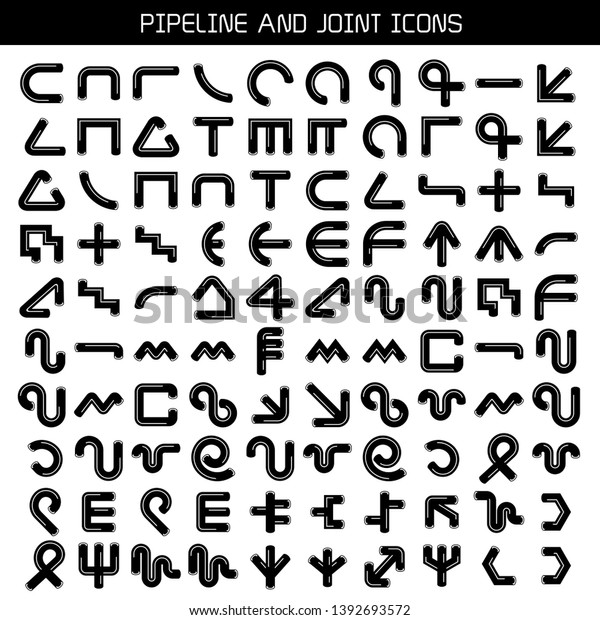 Big Set Pipe Duct Joint Icons 库存矢量图（免版税）1392693572 | Shutterstock