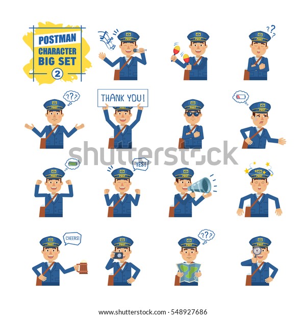 Big Set Postman Emoticons Showing Different Stock Vector (Royalty Free ...