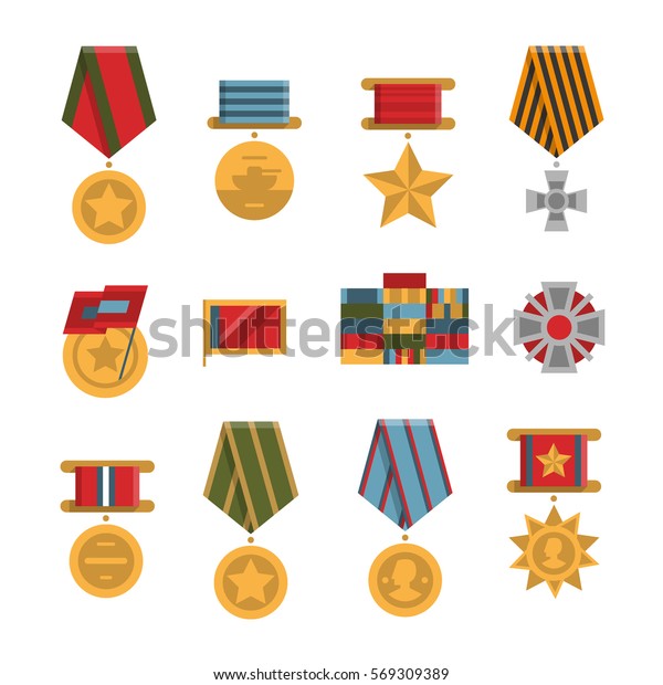 Big Set Public Commemorative Medals Awards Stock Vector (Royalty Free ...