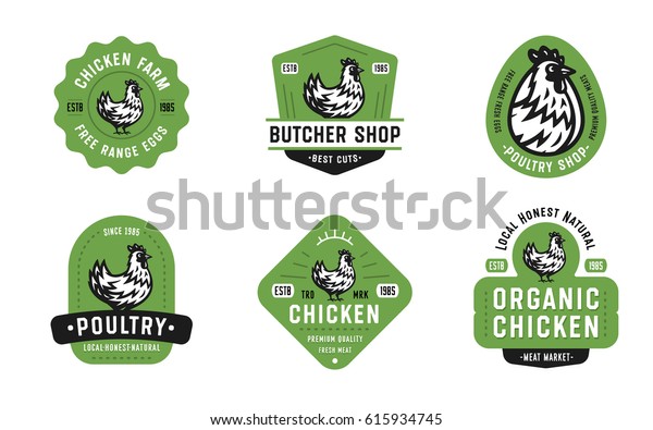 Big Set Quality Vintage Chicken Emblems Stock Vector (Royalty Free ...