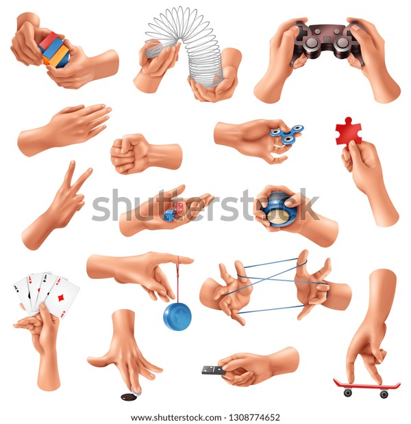 Big Set Realistic Icons Human Hands Stock Vector (Royalty Free) 1308774652