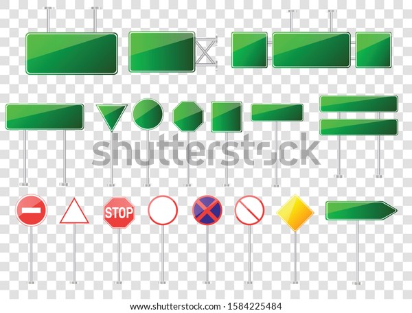 Big Set Road Signs Isolated On Stock Vector (Royalty Free) 1584225484 ...