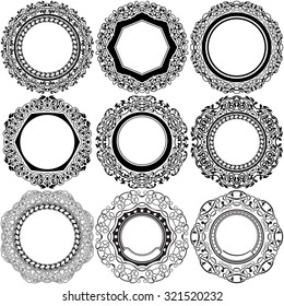 Big Set Round Black Frame Ornamental Stock Vector (Royalty Free ...