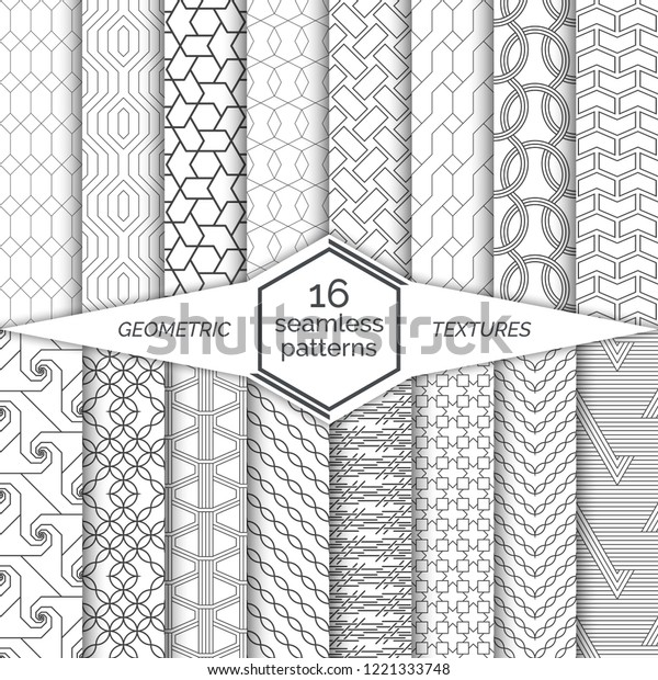 Big Set Seamless Patternsmodern Elegant Linear 库存矢量图（免版税）1221333748 ...