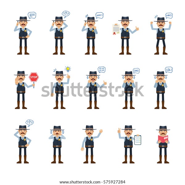 Big Set Sheriff Characters Showing Different Stock Vector (Royalty Free ...