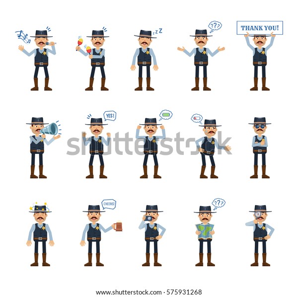 Big Set Sheriff Characters Showing Different : image vectorielle de ...