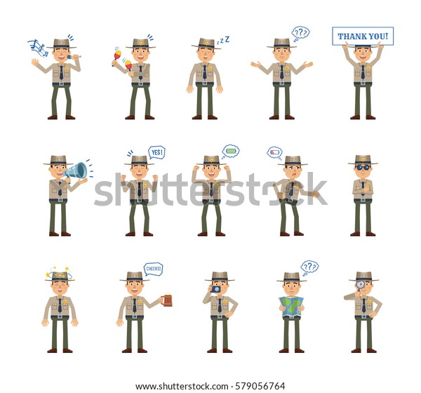 Big Set Sheriff Characters Showing Different Stock Vector (Royalty Free ...