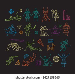 Big Set Stick Figures Infographics Includes: vector de stock (libre de ...