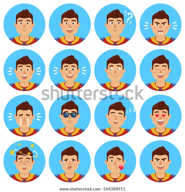 Big Set Superhero Emoticons Superhero Avatars Stock Vector (Royalty ...