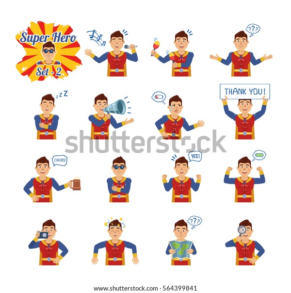 Big Set Superhero Emoticons Showing Different: เวกเตอร์สต็อก (ปลอดค่า ...