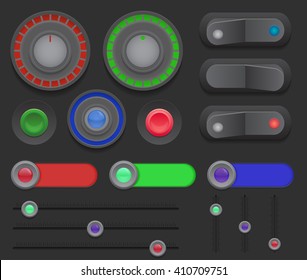 Big Set Switches Buttons Sliders On Stock Vector (Royalty Free ...
