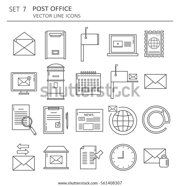 Big Set Symbols Post Office Modern Stock Vector (Royalty Free ...
