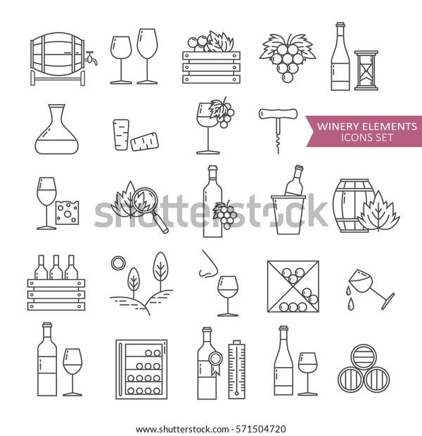 Big Set Symbols Wine Wine Making Stock Vector (Royalty Free) 571504720