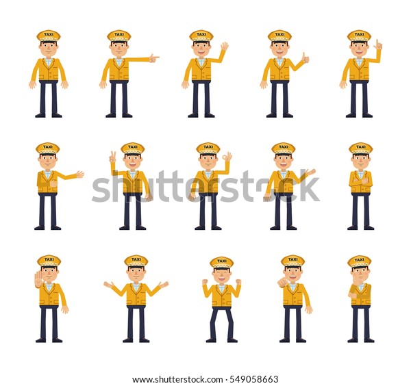 Big Set Taxi Driver Characters Showing Stock Vector (Royalty Free ...