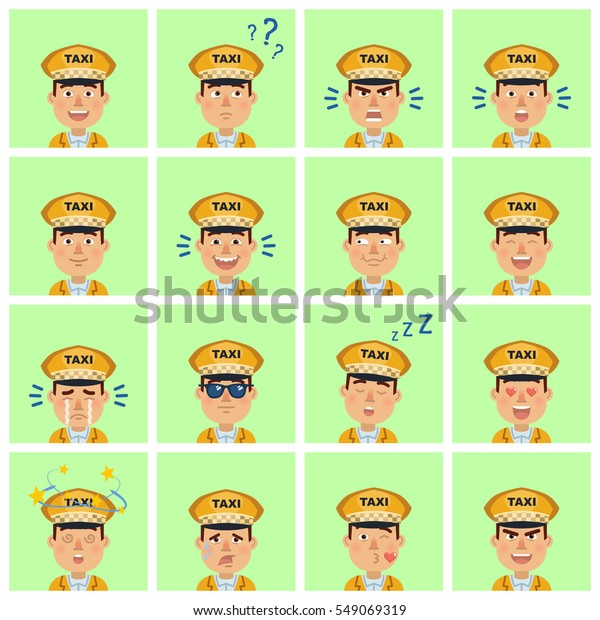 Big Set Taxi Driver Emoticons Cabdriver Stock Vector (Royalty Free ...