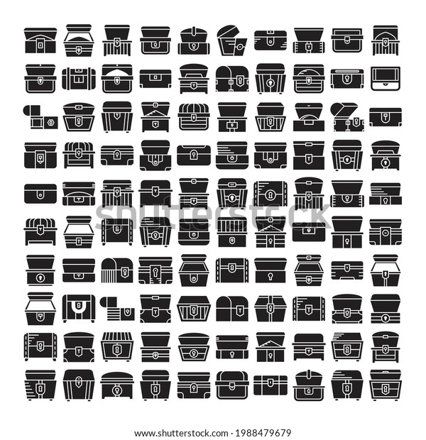 Big Set Treasure Chest Icons Vector: เวกเตอร์สต็อก (ปลอดค่าลิขสิทธิ์ ...