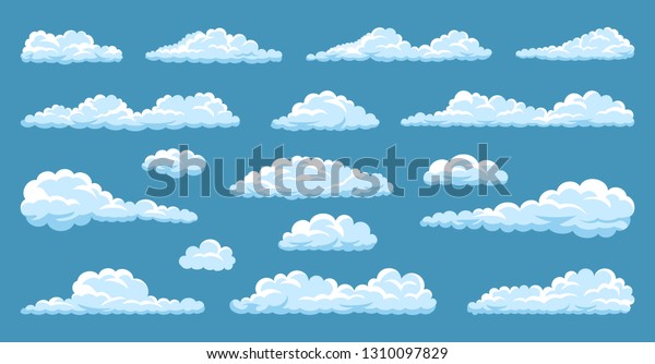 Big Set Vector Cartoon Clouds 17 Stock Vector (Royalty Free) 1310097829 ...