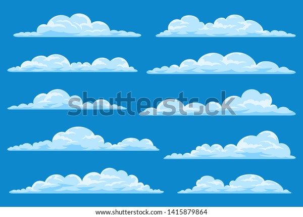 Big Set Vector Cartoon Clouds 12 Stock Vector (Royalty Free) 1415879864 ...