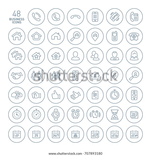 Big Set Vector Outline Business Basic Stock Vector (Royalty Free ...