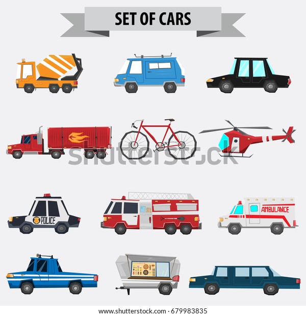 「Big Set Vehicles Vector Illustration Set」のベクター画像素材（ロイヤリティフリー ...