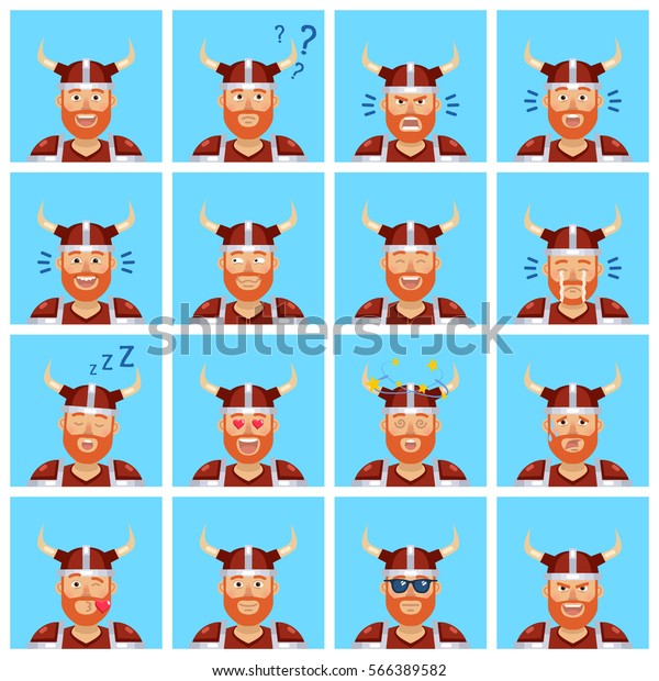 Big Set Viking Emoticons Viking Avatars Stock Vector (Royalty Free ...