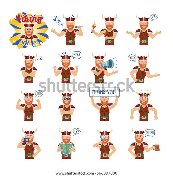 Big Set Viking Emoticons Showing Different: vetor stock (livre de ...