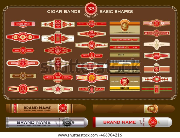 Big Set Vintage Cigar Bands Templates Stock Vector (Royalty Free) 466904216