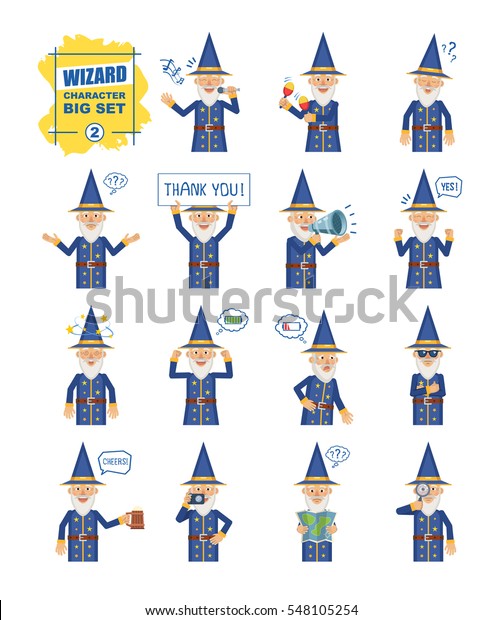 Big Set Wizard Emoticons Showing Different Stock Vector (Royalty Free ...