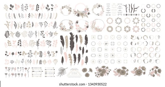 Big Set Wreath Design Elements Frames Stock Vector (Royalty Free ...