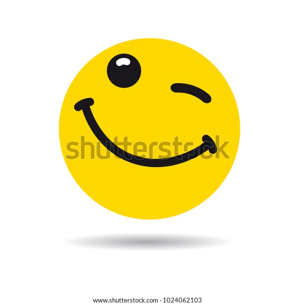 Big Smiling Emoticon Wink Symbol Winking : image vectorielle de stock ...