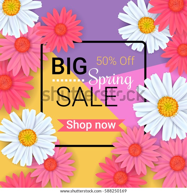 Big Spring Sale Background Beautiful Colorful Stock Vector (Royalty ...