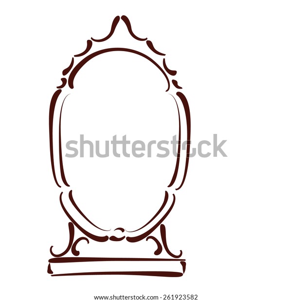 Big Standing Sketched Mirror Isolated On Stock Vector (Royalty Free ...
