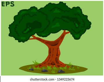 Big Tree Cartoon Shade Shadow Eps: เวกเตอร์สต็อก (ปลอดค่าลิขสิทธิ์ ...