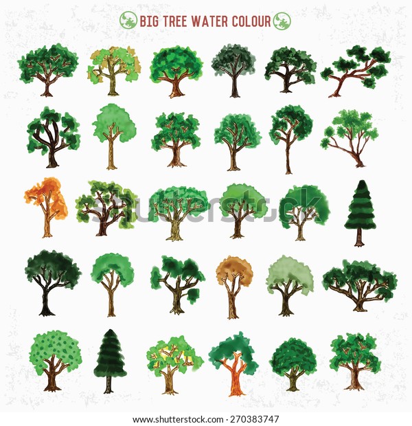 Big Tree Design Water Color Concept: เวกเตอร์สต็อก (ปลอดค่าลิขสิทธิ์ ...