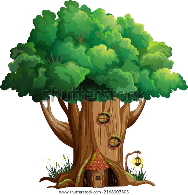 Big Tree Isolated Cartoon Illustration: เวกเตอร์สต็อก (ปลอดค่าลิขสิทธิ์ ...